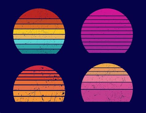 Premium Vector Retro Vintage Sunset Design Collection Set Retro