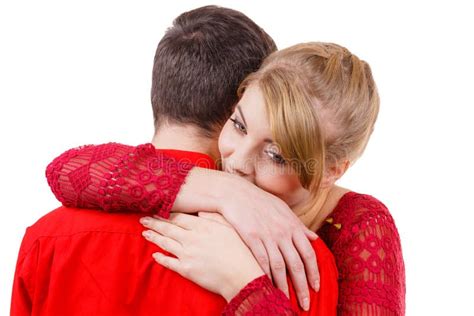 Couple Woman Is Sad And Being Consoled By His Partner Stock Photo