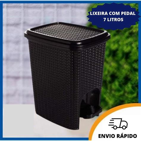 Lixeira Pedal Trama Rattan 7 Litros Shopee Brasil