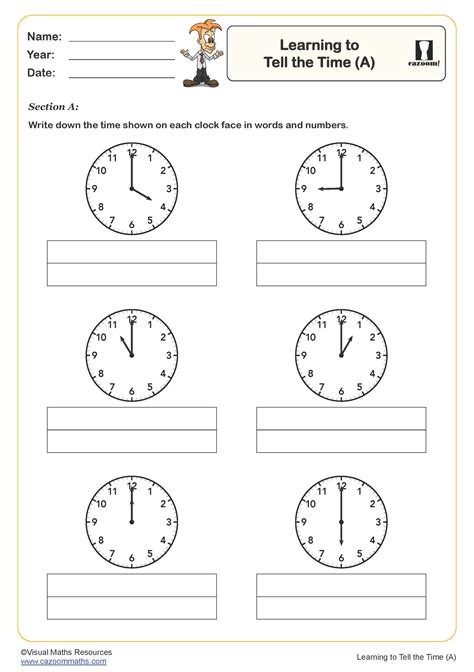 Learning To Tell Th Time A Worksheet Key Stage Pdf