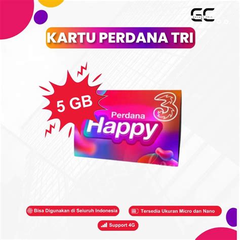 Jual Kartu Perdana TRI Happy Kuota 5GB Shopee Indonesia