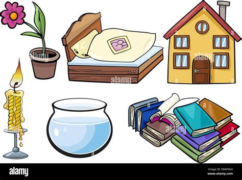 Ilustraci N De Dibujos Animados De Hogar Y Cada D A Objetos Conjunto De
