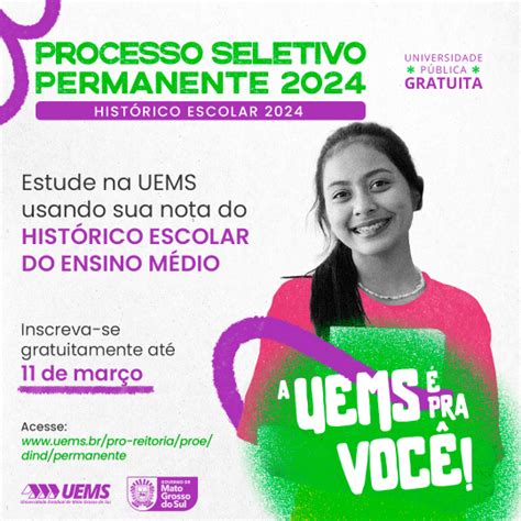 UEMS recebe inscrições para Vestibular 2024 via histórico escolar