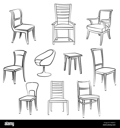 Conjunto De Muebles Detalles Interiores Colecci N De Esquema Silla