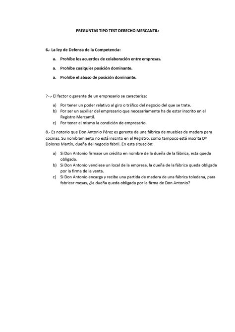 Preguntas TIPO TEST Derecho Mercantil 2 PREGUNTAS TIPO TEST DERECHO