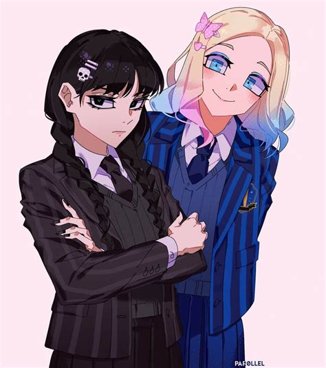 Wednesday And Enid In 2022 Yuri Anime Girls Wednesday Addams Fan Art