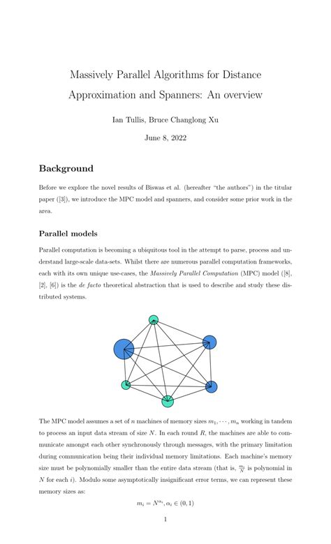 pdf massively parallel algorithms for distance approximation and spanners an overview