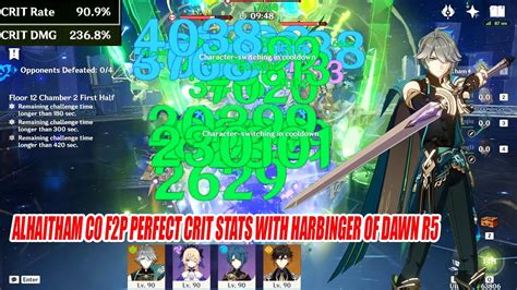 Alhaitham C0 F2P Perfect Crit Stats With Harbinger Of Dawn R5 3 4