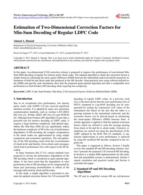 pdf estimation of two dimensional correction factors for min sum decoding of regular ldpc code