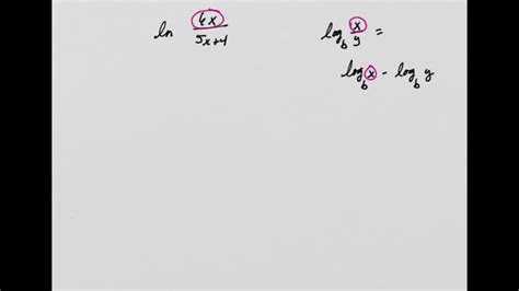 solved use the quotient rule of logarithms to write an expanded expression equivalent to ln 6x