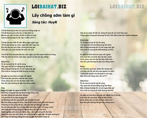 Lời bài hát Lấy chồng sớm làm gì Loi bai hat Lay chong som lam gi