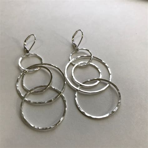 Sterling Silver Interlocking Circle Earrings Multi Hoop Etsy In 2021