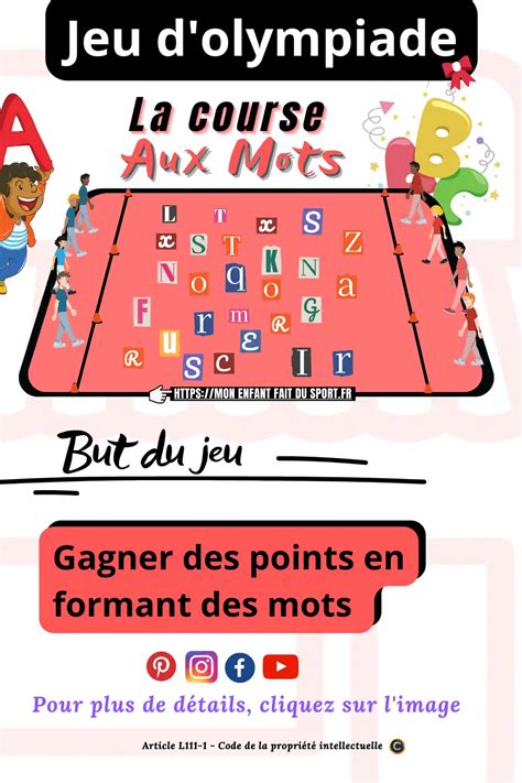 Règle du jeu de LA COURSE AUX MOTS jeu sportif d olympiade pour
