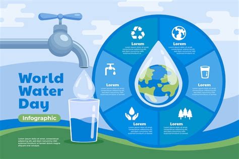 Modelo de infográfico plano para o dia mundial da água Vetor Grátis