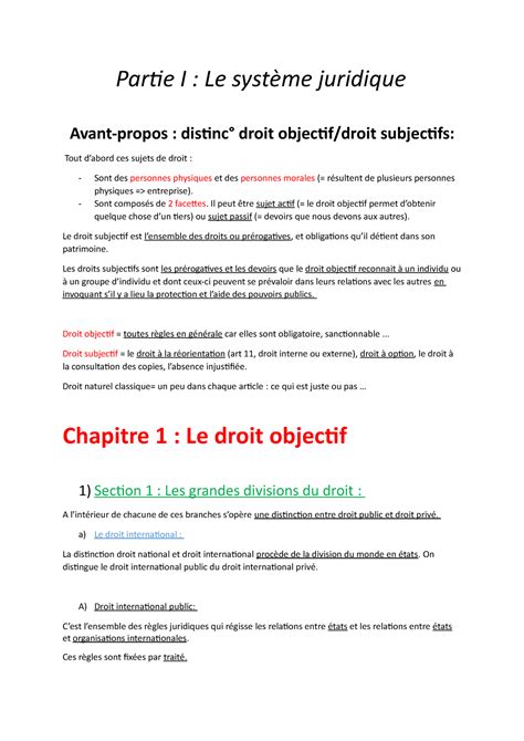 Intro au droit Notes de cours L1 Partie I Le système juridique