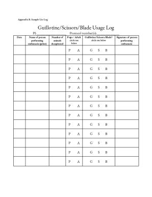 Fillable Online Appendix B Sample Use Log Fax Email Print PdfFiller