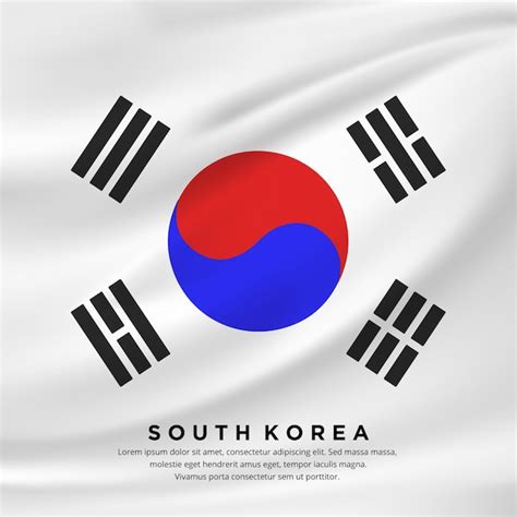 Bandeira realista da coreia do sul ilustração vetorial de bandeira da