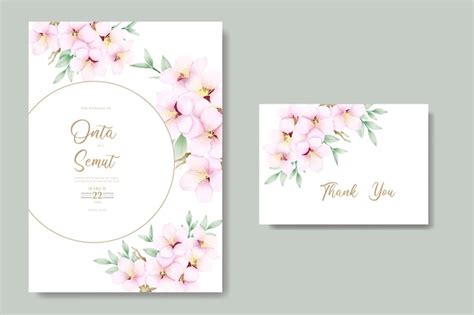 Elegante conjunto de tarjetas de invitación de boda de flor de cerezo