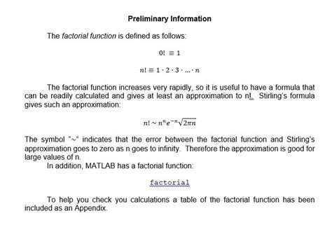 solved preliminary information the factorial function is