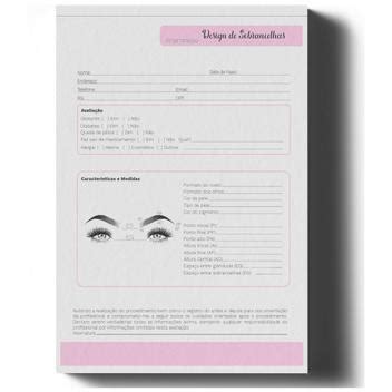 Bloco Ficha De Anamnese Design De Sobrancelhas 100 Folhas Caneca