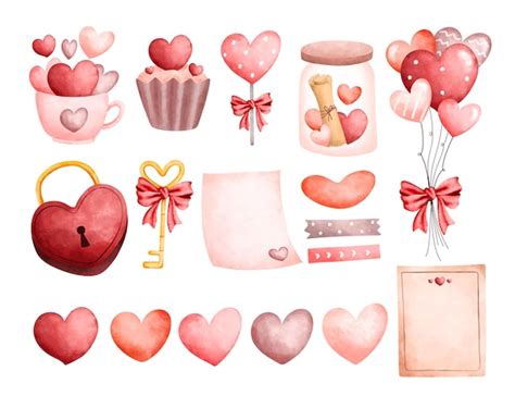 Premium Vector Watercolor Illustration Set Of Love Elements