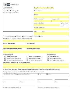 Ausfüllbar Online stade ihk24 Aus und Weiterbildung Ausbilderkarte