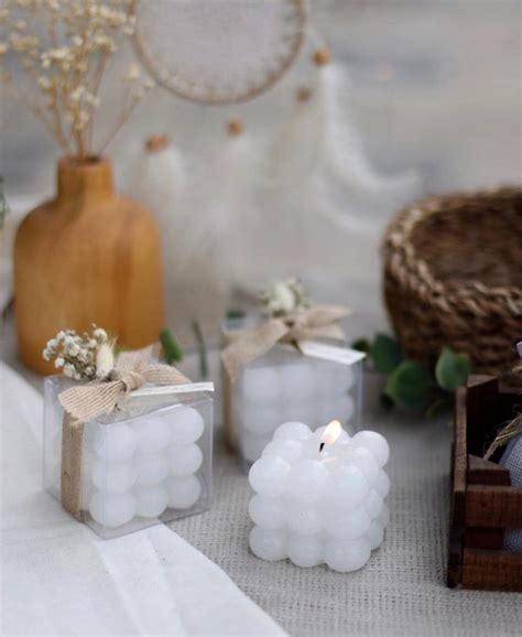Bubble Cube Candle Custom Wedding Guest Gifts Wedding Etsy
