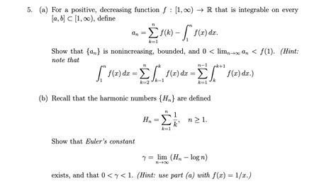 solved a for a positive decreasing function f [1 ∞ →r