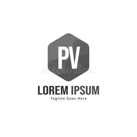 Initial PV Logo Template With Modern Frame Minimalist PV Letter Logo