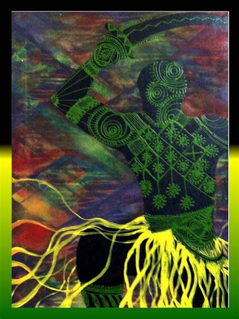 An Abstract Painting Of A Woman With Yellow Hair And Green Dress