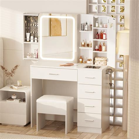 Amazon Vabches Makeup Vanity Desk With Mirror And Lights White