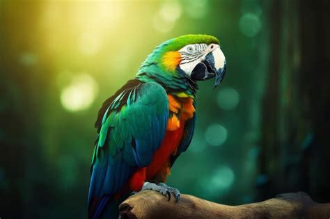 Premium Ai Image Colorful Parrot Perched On Top Of Tree Branch Next