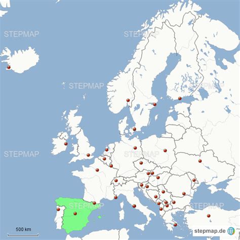 StepMap Europa Spanien Landkarte für Europa