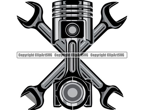 Mechanic Logo With Spark Plug And Piston Stock Illustration