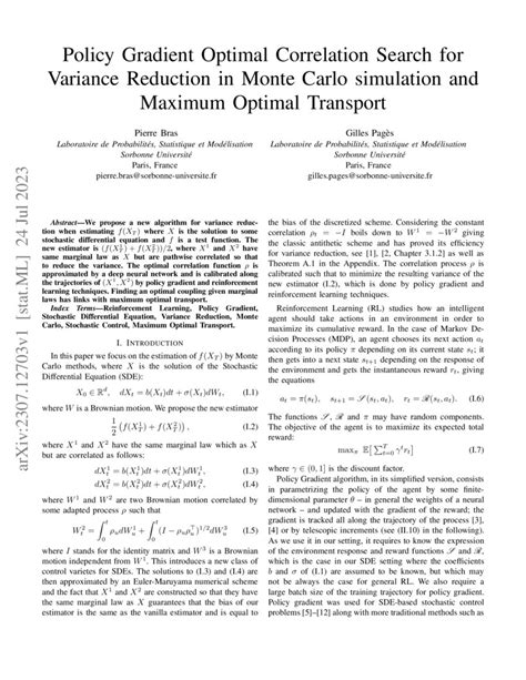 policy gradient optimal correlation search for variance reduction in monte carlo simulation and
