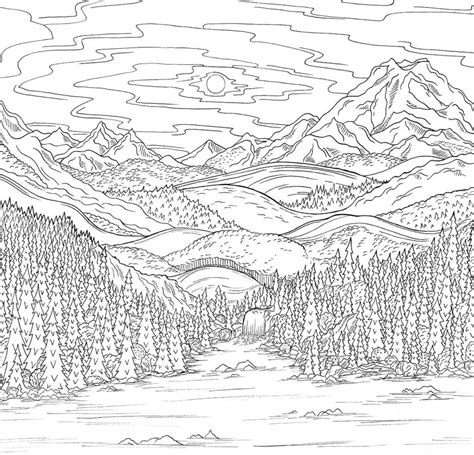 Ausmalbilder Natur Malvorlagen Landschaft Berge Meer