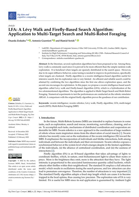 pdf lfa a lévy walk and firefly based search algorithm application to multi target search