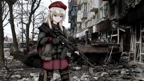 Safebooru Absurdres Ak 74m Ak74m Girls Frontline Ammunition Belt Assault Rifle Beret Black