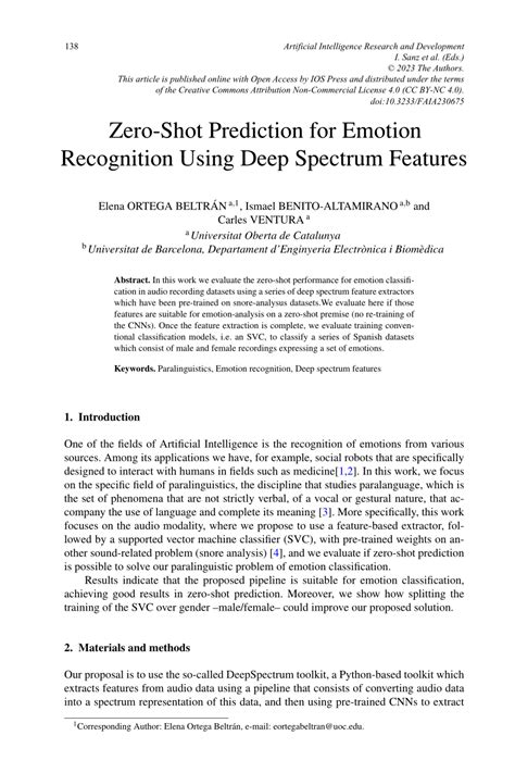 pdf zero shot prediction for emotion recognition using deep spectrum features