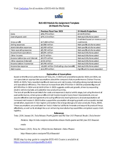BUS 400 Module Six Assignment Template Visit Owlisdom For All Modules