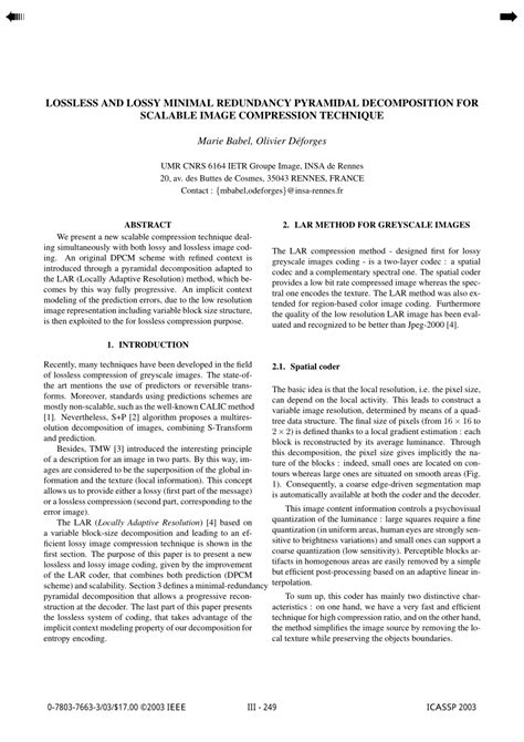 pdf lossless and lossy minimal redundancy pyramidal decomposition for scalable image