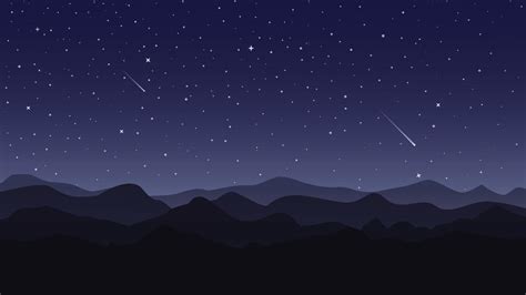 Vector Background Starry Night Sky Stars Sky Night Silhouette Of