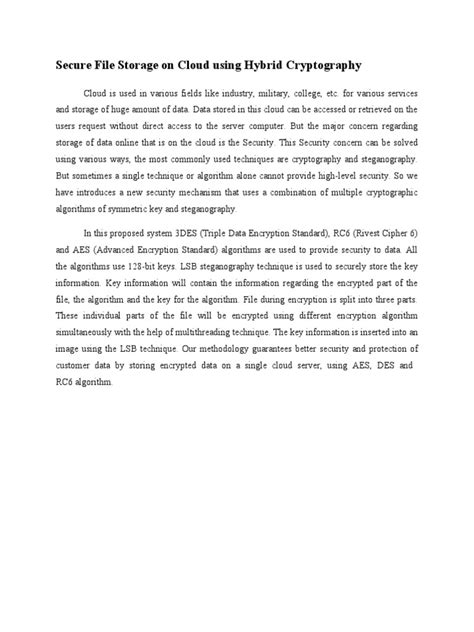 secure file storage on cloud using hybrid cryptography pdf cryptography encryption