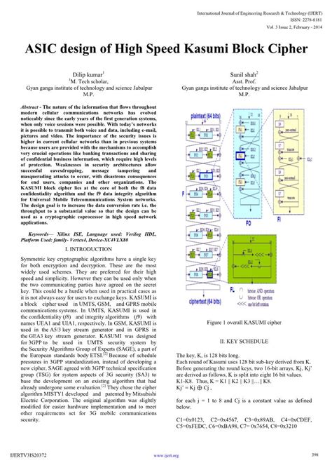 asic design of high speed kasumi block cipher docslib