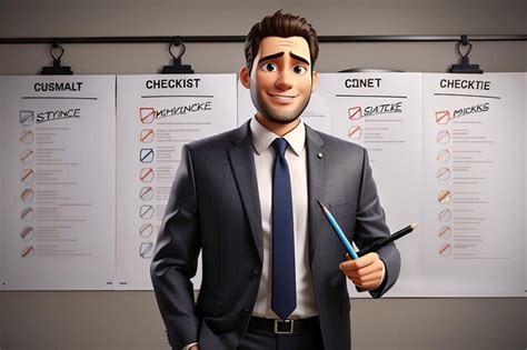 Premium Ai Image Businessman Holding Pencil At Big Complete Checklist