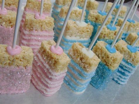 Rice Krispie Treat Pops Or Pretzel Rods Pink And Or Blue Treat Etsy