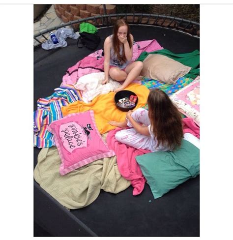 Trampoline With Pillows And Blankets Perfect Sleepover Idea Sleepover