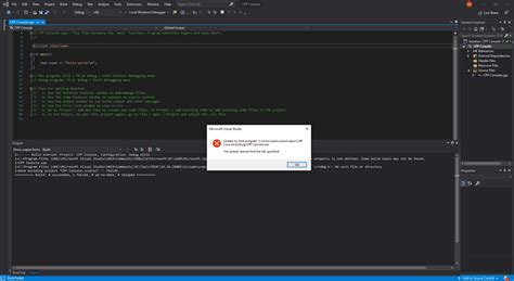 Visual Studio Compiles Error Unable To Start Program