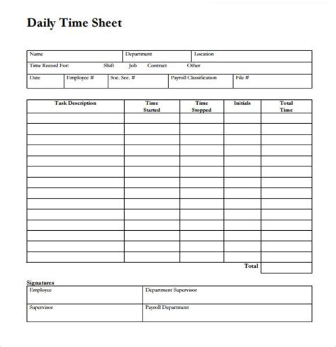 FREE 23 Sample Time Sheet Templates In MS Word Numbers Pages