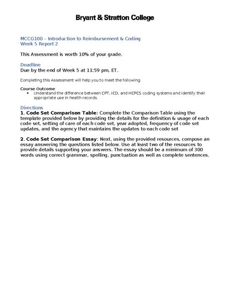 Thompson MCCG100 Report 2 MCCG100 Introduction To Reimbursement